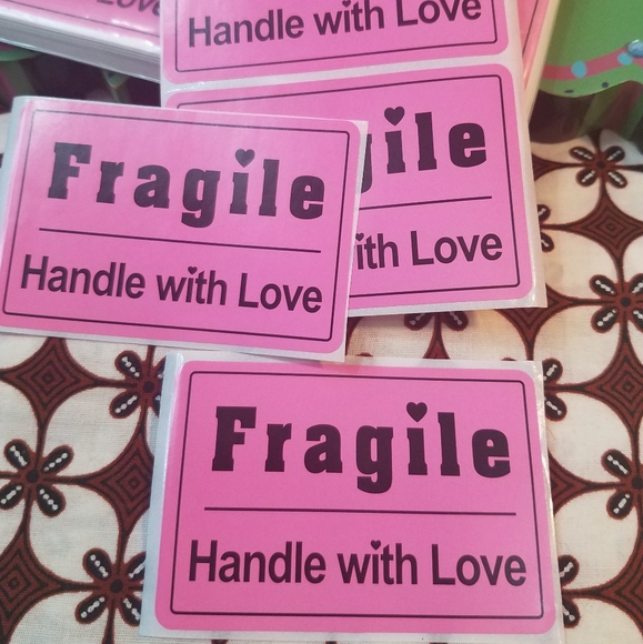 Hand Crafted | Office | Pink Fragile Handle With Love Labels | Poshmark